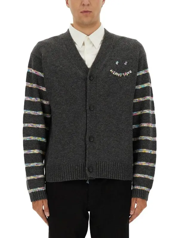 Paul Smith Button-through Ps Happy' Cardigan - Grey