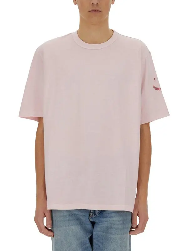 Paul Smith T-shirt With 'ps Happy' Embroidery - Pink