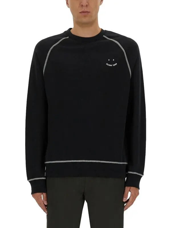Paul Smith Sweatshirt With 'ps Happy' Embroidery - Black