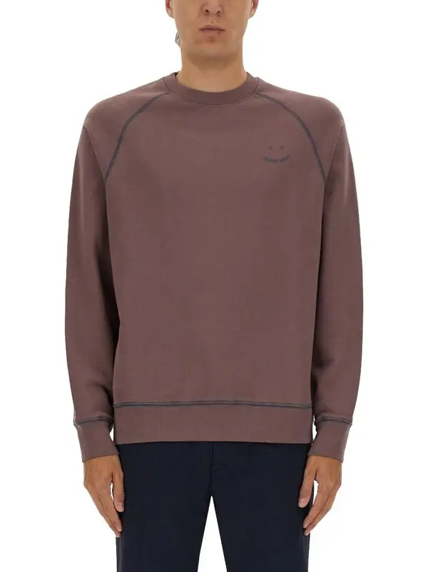 Paul Smith Sweatshirt With 'ps Happy' Embroidery - Purple