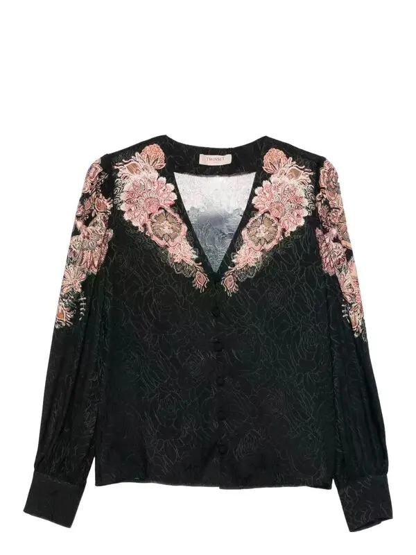 TWINSET Floral-lace Shirt - Black