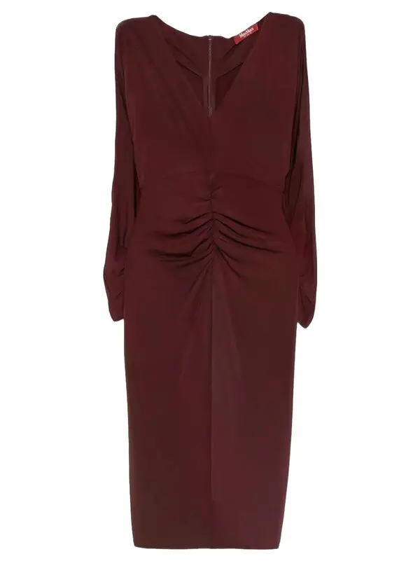 Max Mara Ruched-detail Long-sleeve Midi Dress - Red