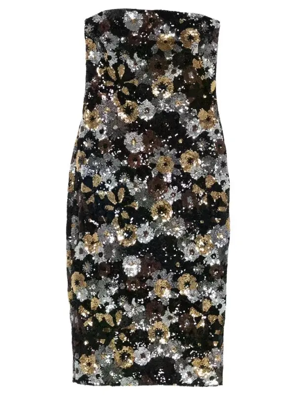 Max Mara Sequin-embellished Floral-print Midi Dress - Black