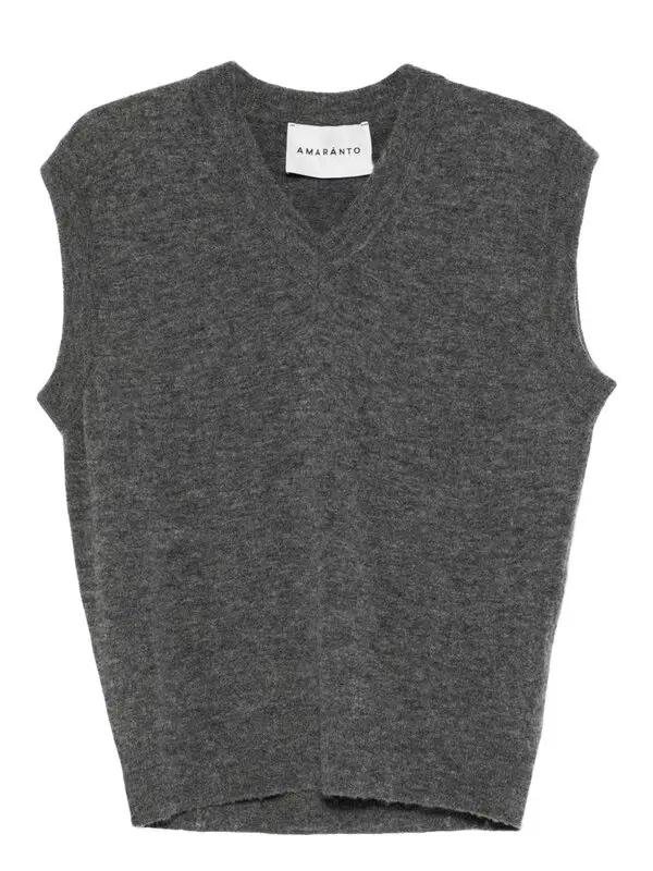 AMARANTO V-neck Sleeveless Sweater - Grey
