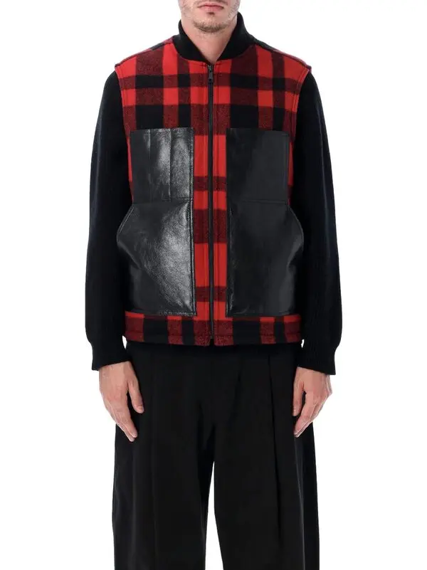 Junya Watanabe Checked Wool Vest - Red Black