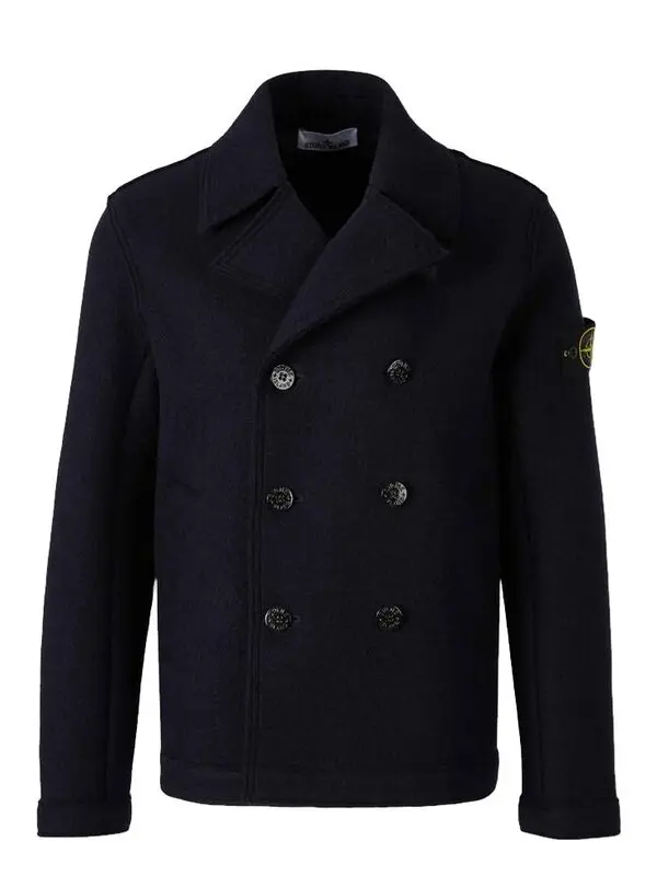 Stone Island Short Felted Wool Coat - Midnight Blue