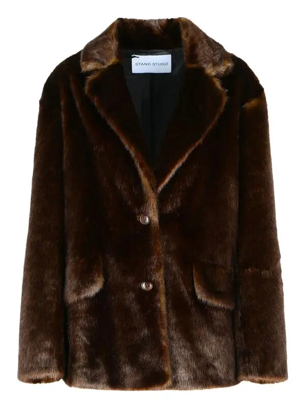 STAND STUDIO Evyn Faux Fur Coat - Brown