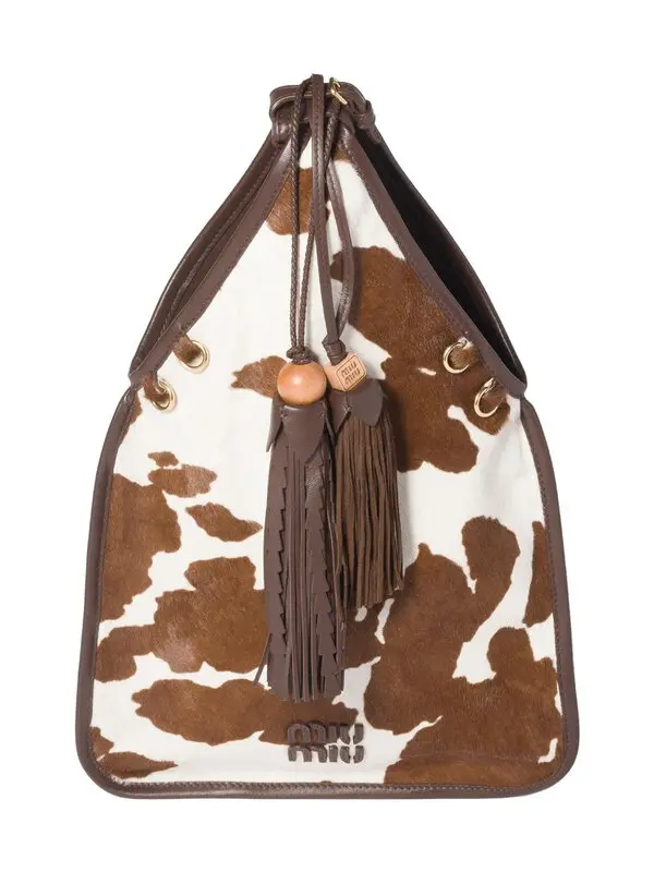 Miu Miu Calf Hair Handbag - White/burnt Sienna