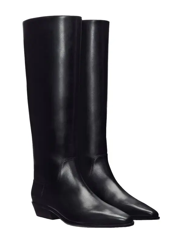 REFORMATION Dominique Knee High Boots - Black Leather