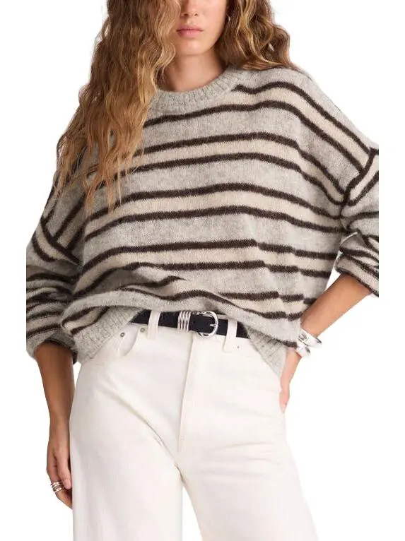 Madewell Stripe Alpaca-blend Pullover Sweater - Black Iris Trio