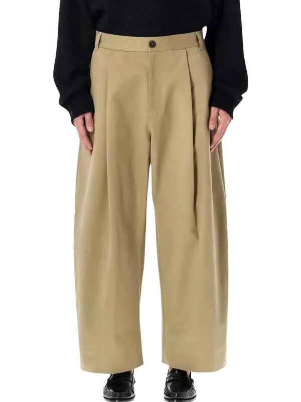 Studio Nicholson Wide-leg Peached Cotton Twill Trousers - Brown