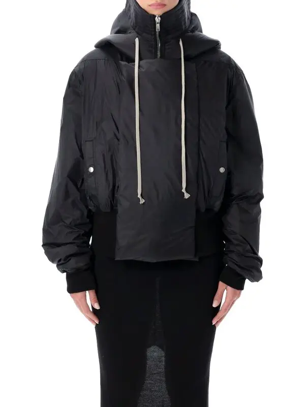 Rick Owens Recycled Nylon Cropped Parka - Black