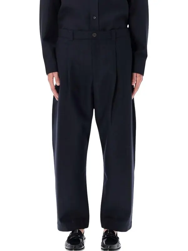 Studio Nicholson Cropped Tuck Trousers - Darkest Navy
