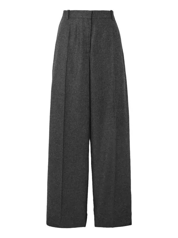 TOTEME Pleated Flannel Wide-leg Pants - Gray