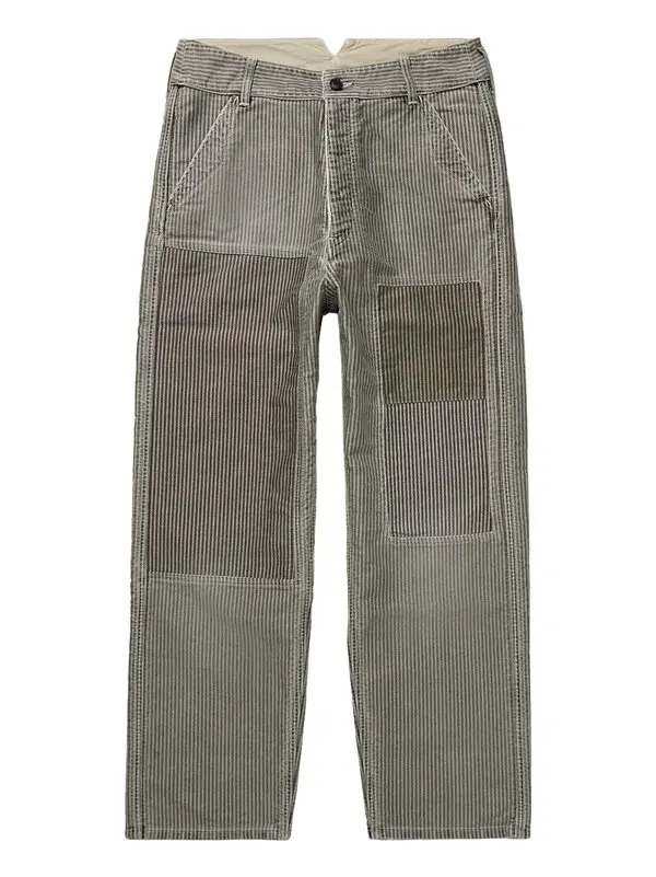 Visvim Pastoral Straight-leg Panelled Striped Trousers - Gray
