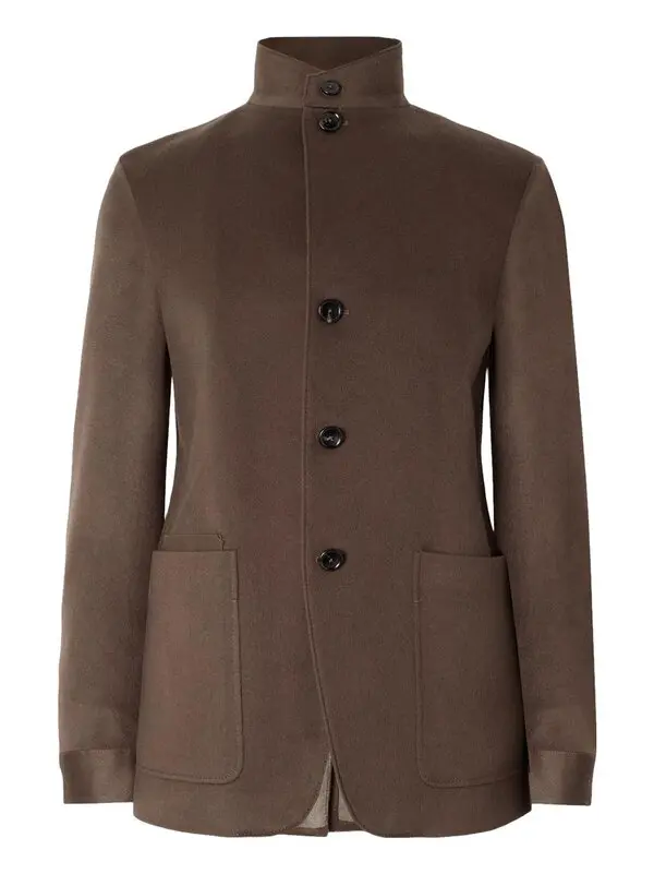 Zegna Ii Conte Leather-trimmed Oasi Cashmere-felt Jacket - Brown