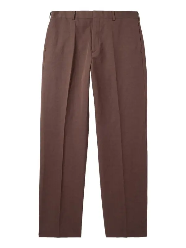 Paul Smith Straight-leg Cotton And Linen-blend Trousers - Brown