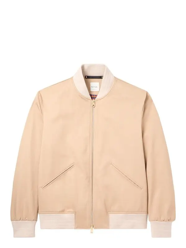 Paul Smith Cotton-blend Twill Bomber Jacket - Neutrals