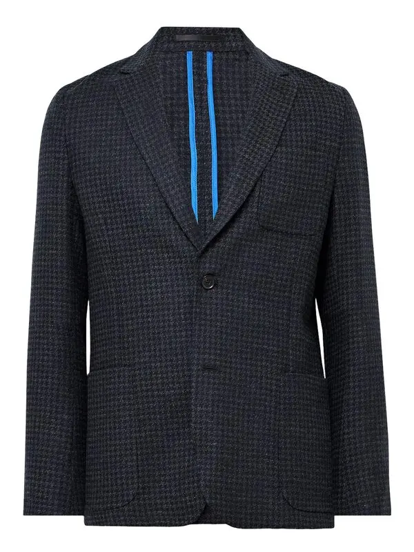 Paul Smith Houndstooth Wool, Cotton And Cashmere-blend Suit Jacket - Blue