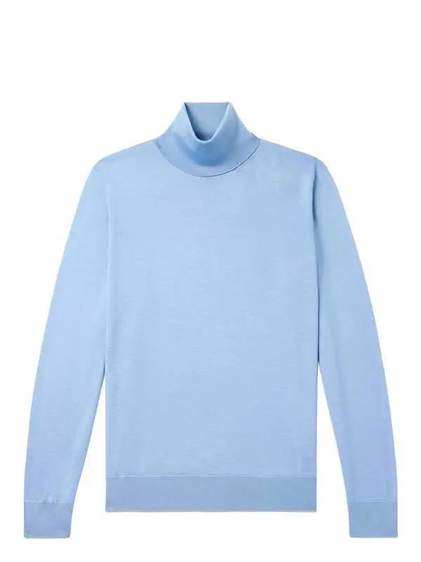 Zegna Cashmere And Silk-blend Rollneck Sweater - Blue