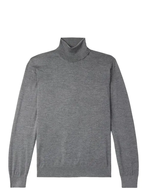 Zegna Cashmere And Silk-blend Rollneck Sweater - Gray