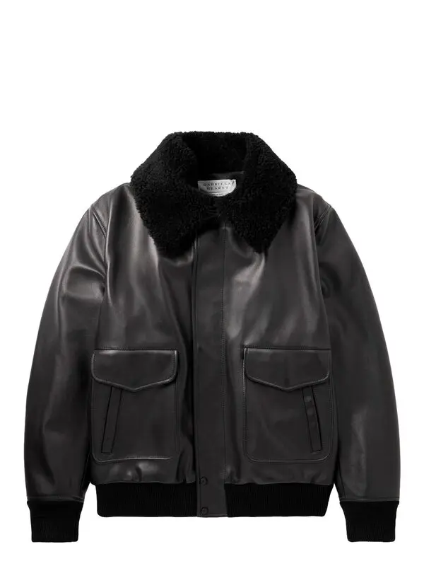 Gabriela Hearst Grant Shearling-trimmed Leather Aviator Jacket - Black