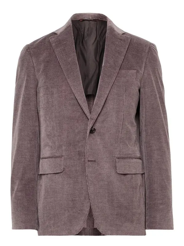 Canali Kei Slim-fit Corduroy Suit Jacket - Purple
