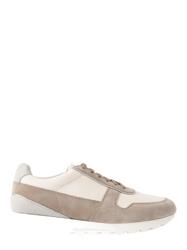 Brunello Cucinelli Olimpo Leather And Suede Sneakers - Neutrals