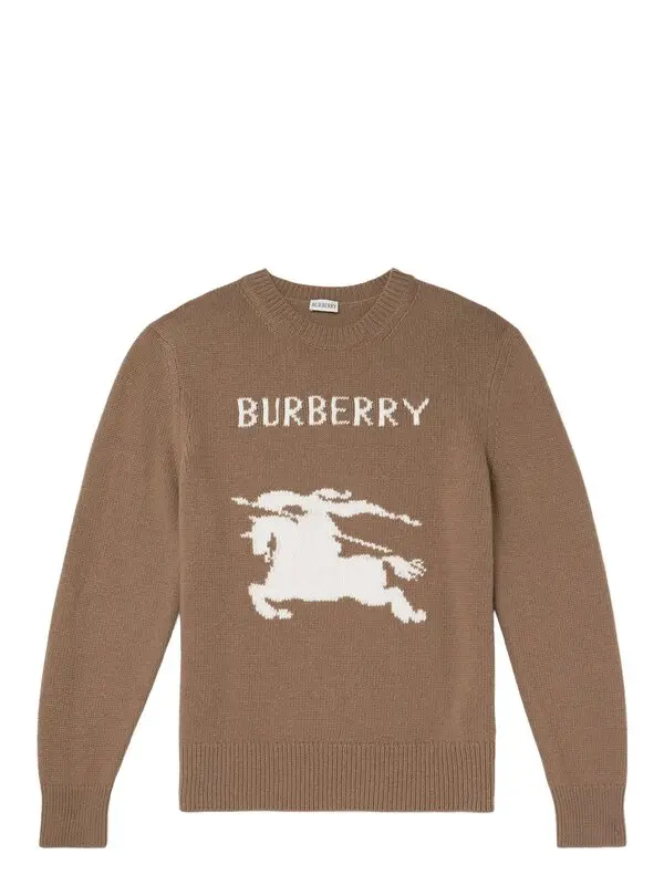 Burberry Intarsia-knit Wool And Cashmere-blend Sweater - Brown
