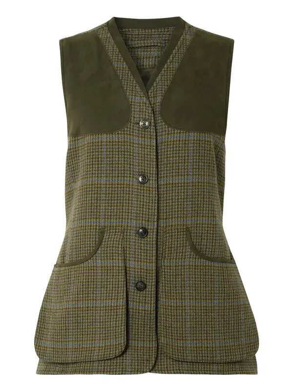 Purdey Checked Wool-tweed Vest - Green