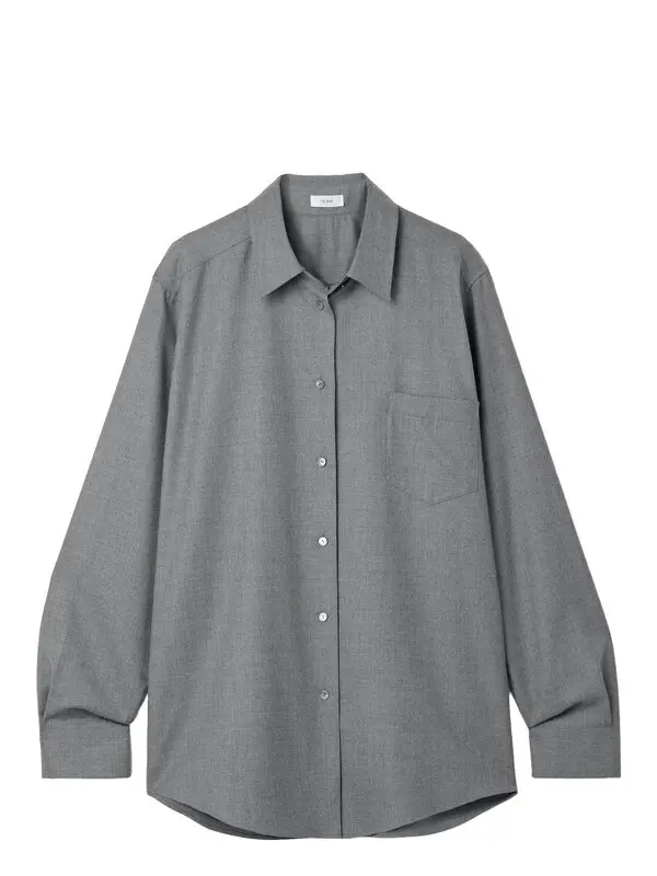 THE ROW Pino Oversized Wool-twill Shirt - Gray