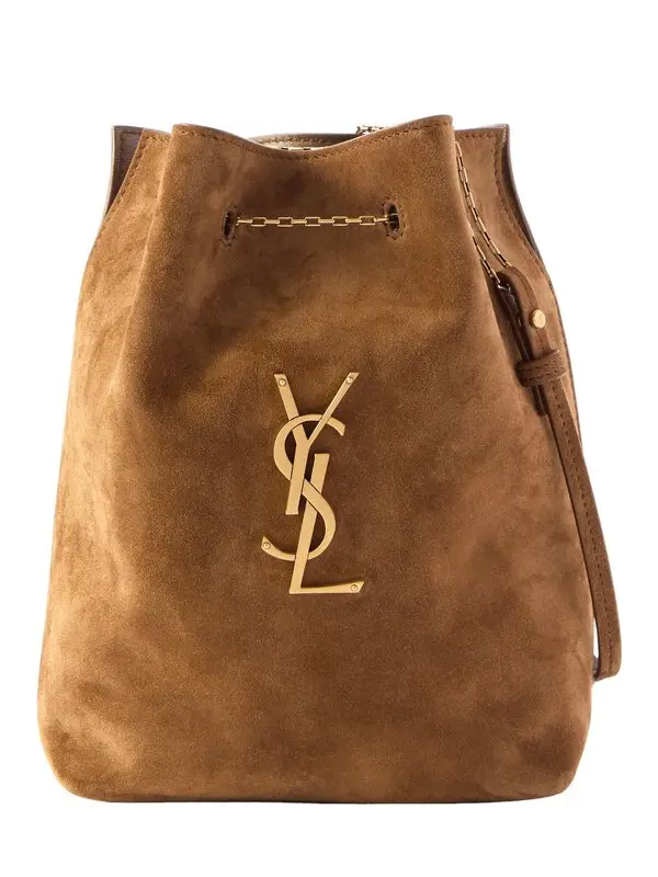 Saint Laurent Sintra Sport Appliquéd Suede Shoulder Bag - Brown