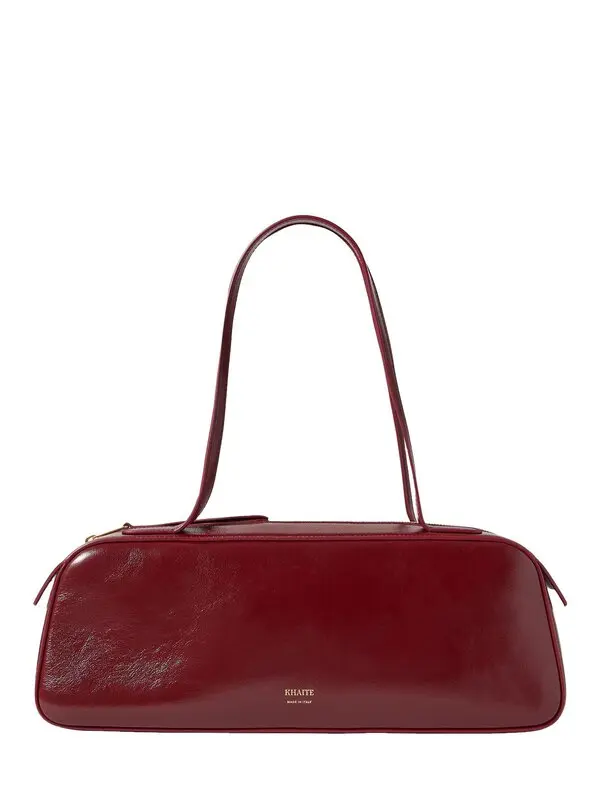 Khaite Simona Crinkled Patent-leather Shoulder Bag - Burgundy