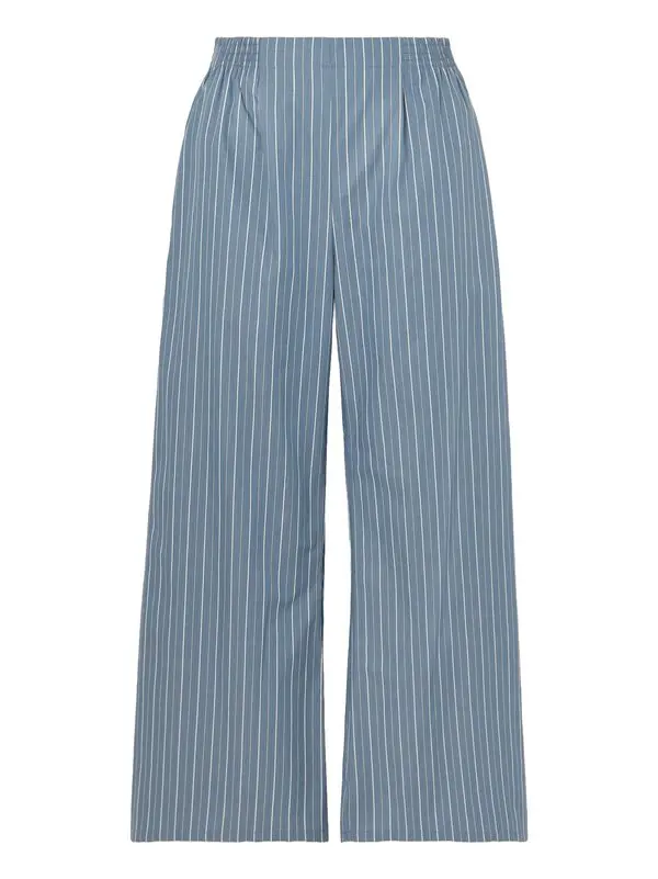 LESET Yoshi Pinstriped Wide-leg Pants - Blue
