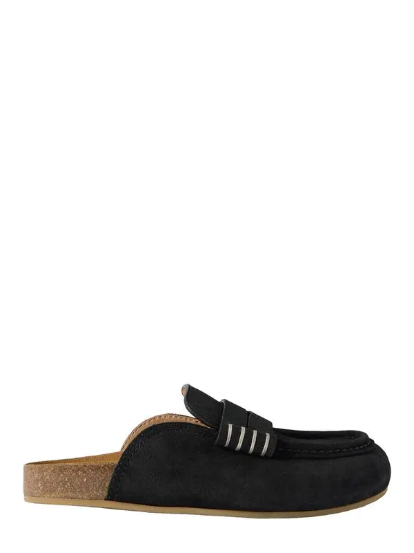 JW Anderson Stitch Suede Mules - Black