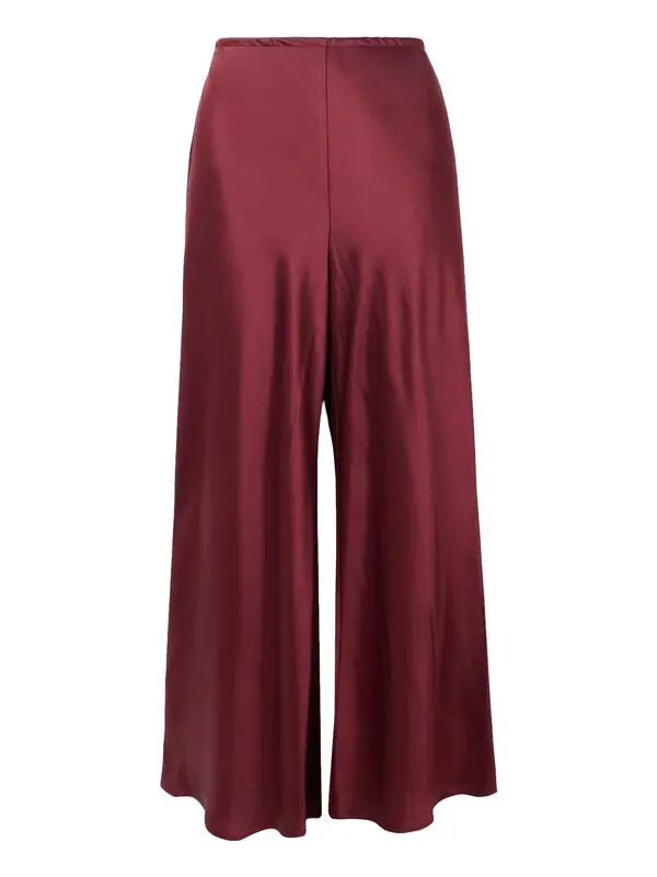 LESET Barb Draped Satin Wide-leg Pants - Burgundy