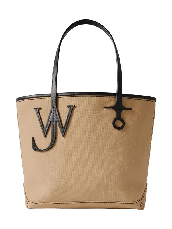 JW Anderson Anchor Small Leather-trimmed Canvas Tote - Neutrals