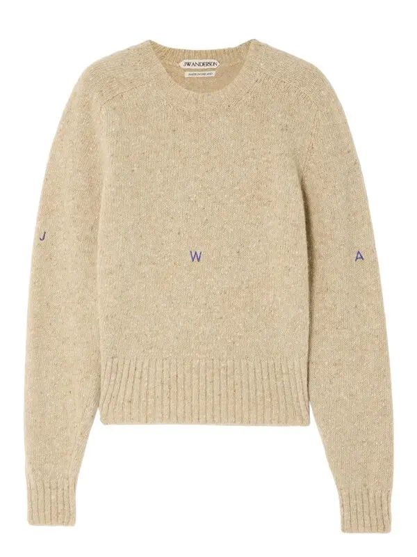 JW Anderson Embroidered Merino Wool And Mohair-blend Sweater - Neutrals