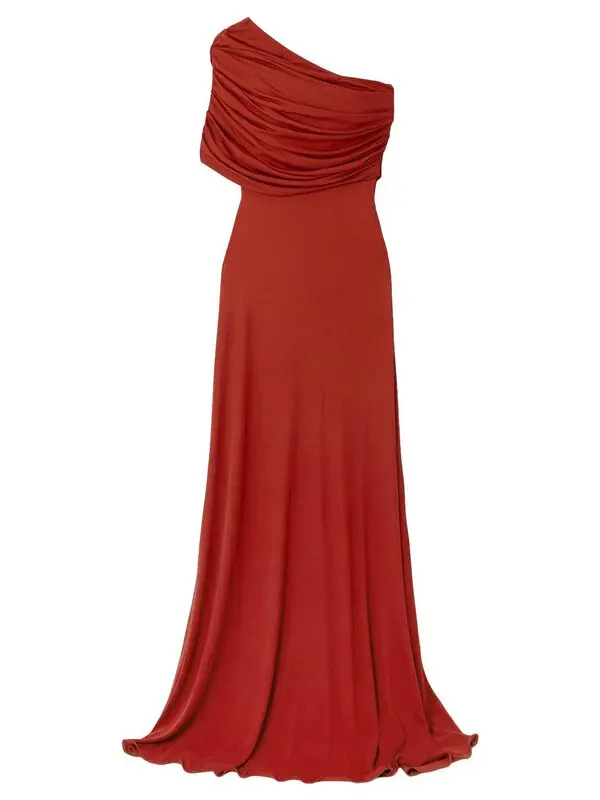 Giambattista Valli One-shoulder Draped Jersey Gown - Red
