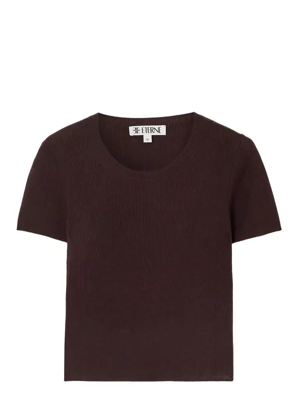 Eterne Cashmere Cropped Baby Tee - Brown