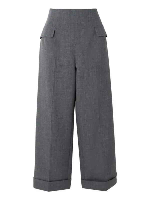 EMILIA WICKSTEAD Eimear Recycled-woven Wide-leg Pants - Gray