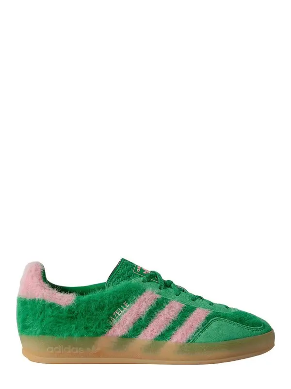 Adidas Originals By Alexander Wang Gazelle Indoor Suede-trimmed Brushed-knit Sneakers - Green