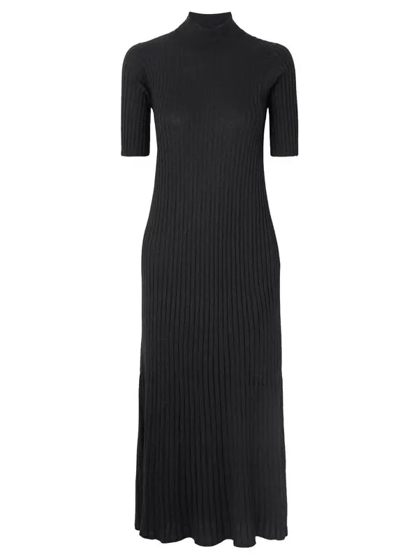 Brunello Cucinelli Ribbed Cashmere-blend Midi Dress - Black
