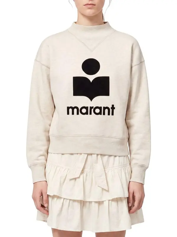 Isabel Marant Étoile Crewneck Cotton Sweatshirt With Logo - Ecru