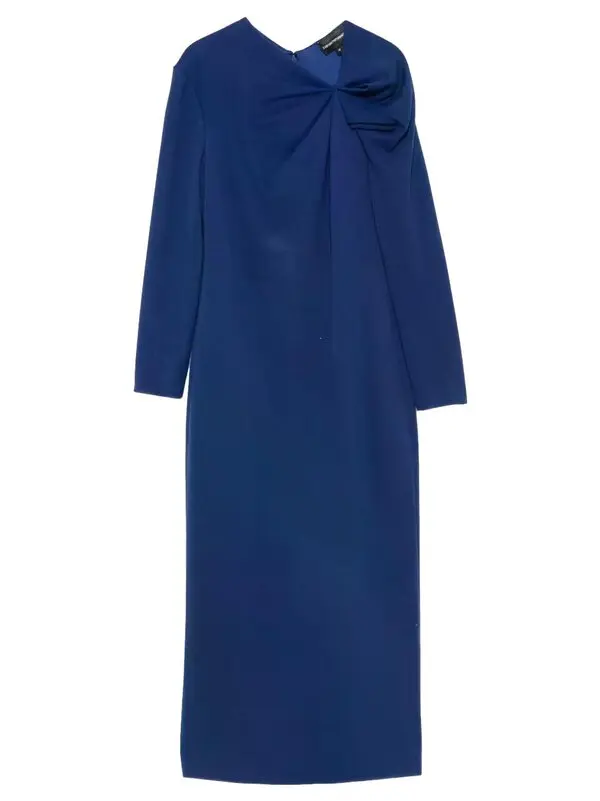 Emporio Armani Knot-detail Long-sleeve Dress - Blue