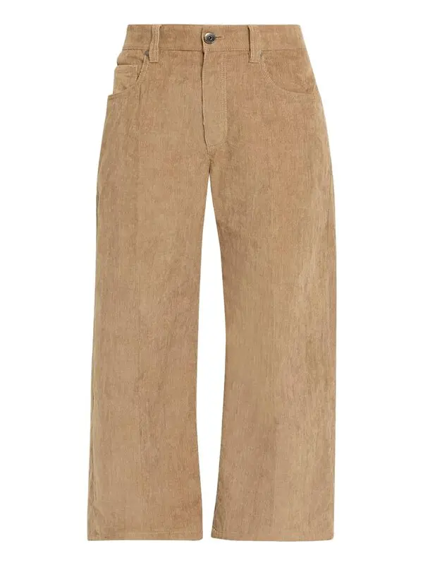 Brunello Cucinelli Corduroy Wide-leg Cropped Pants - Taupe