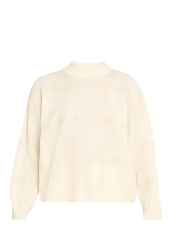 Brunello Cucinelli Prince Of Wales Paillette Wool-cashmere Sweater - Cream