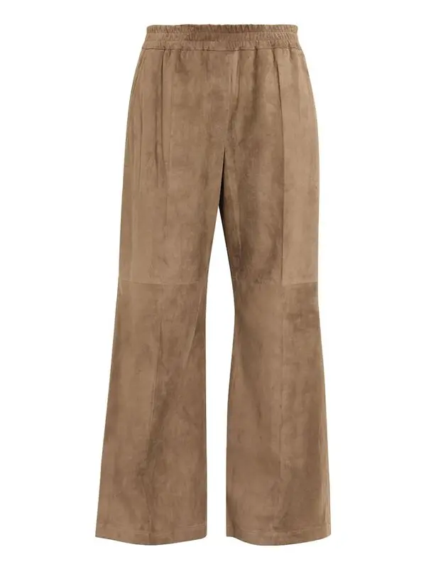 Brunello Cucinelli Suede Wide-leg Trousers - Taupe