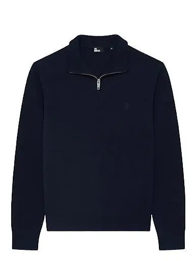 The Kooples Regular-fit Stretch Wool And Cotton-blend Jumper - Navy