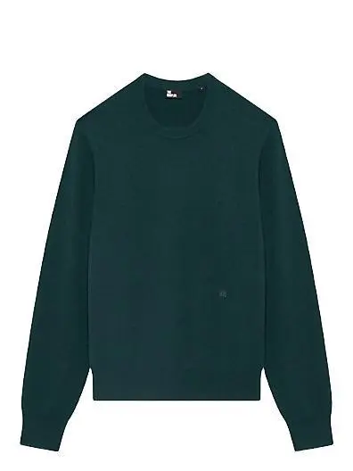 The Kooples Crewneck Stretch Cashmere-blend Jumper - Bottle Green